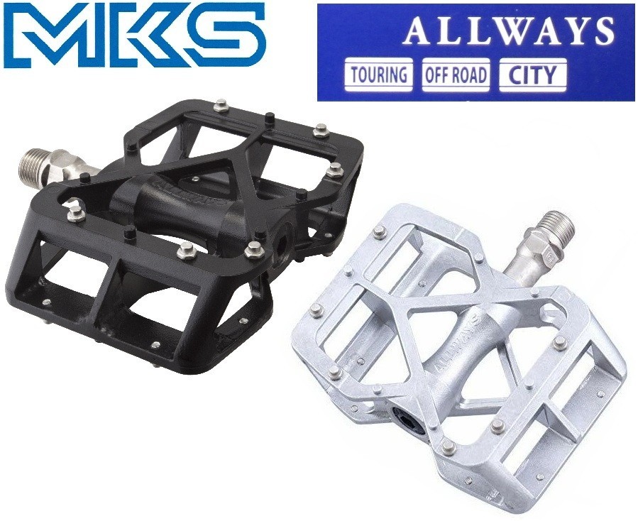 MKS ALLWAYS Pedals 9/16''Silver Blasted Finish Alloy or Black Pair | eBay