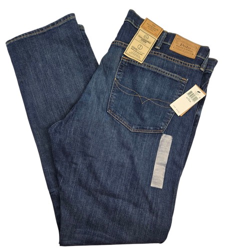 NWT Polo Ralph Lauren The Parkside Active Taper Coolmax Mens Blue Jeans ...