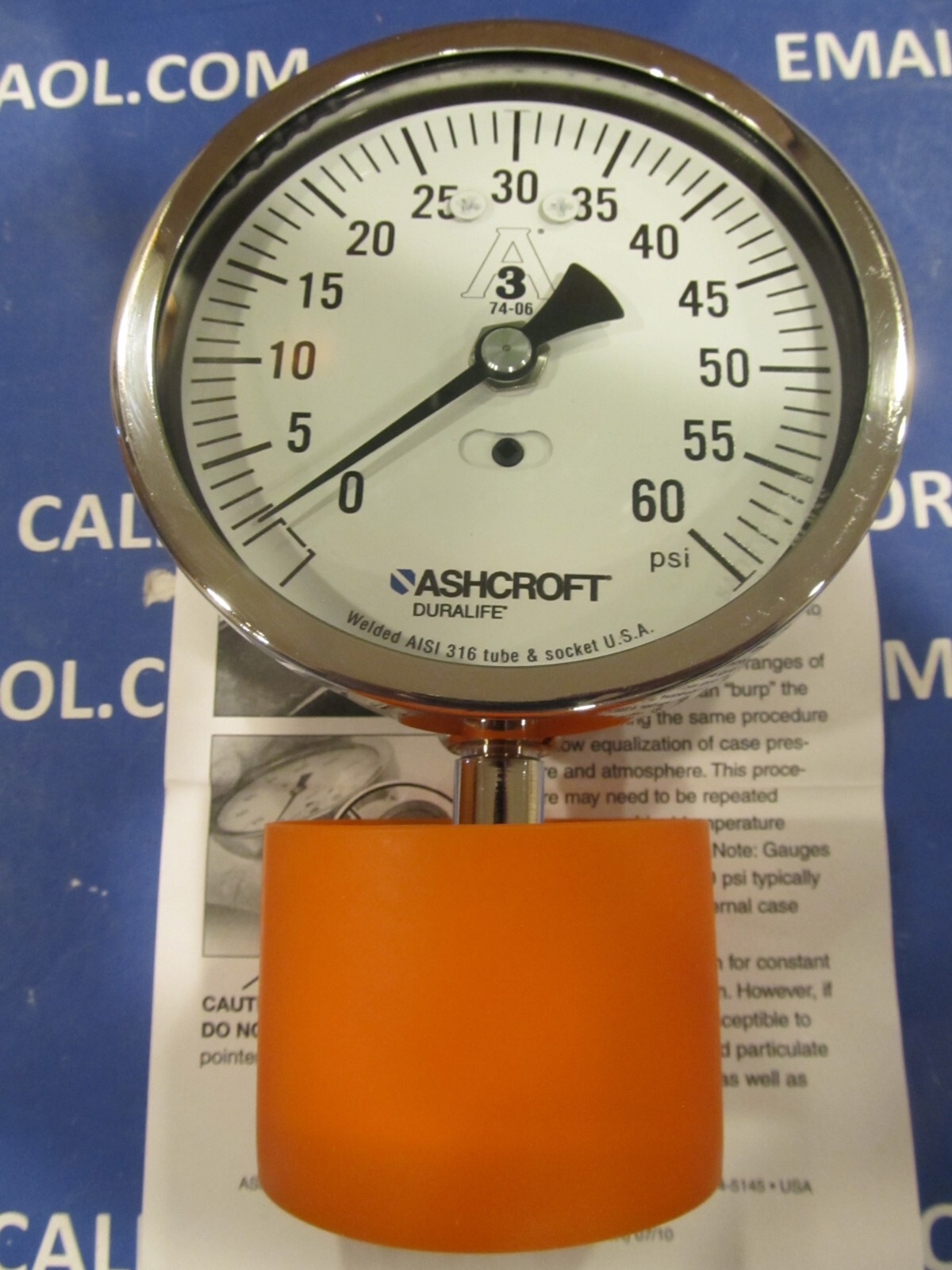 Ashcroft 1032 Pressure Gauge, 0-60, 1.5"TC, 3.5"F, LM, SS, 35-1032-S ...