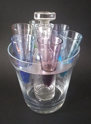 Vintage Tequilla / Vodka Chiller Decanter Ice Bicket Shot Glasses Set ...