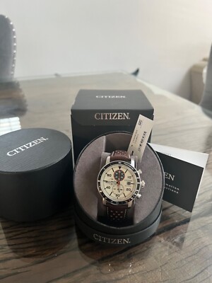 Citizen Brycen Eco drive chronograph watch 44mm Brown Leather Strap ...