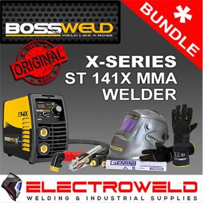 BOSSWELD X-Series ST 141X Stick TIG Welder + Helmet + Gloves ...