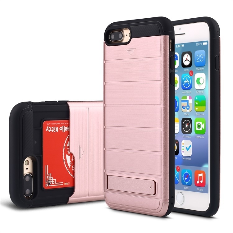 Shockproof Dual Layer Armor Case With Card Slot & Kickstand For iPhone ...