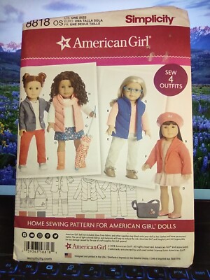 Simplicity American Girl Doll 18" Doll Clothes Sewing Pattern #8818 NEW ...
