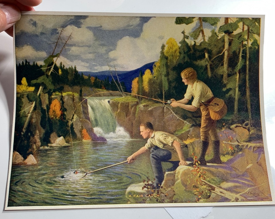 Flapper Girl Pin Up Fishing C1937 Original Art Print Goddard Reel Creel ...