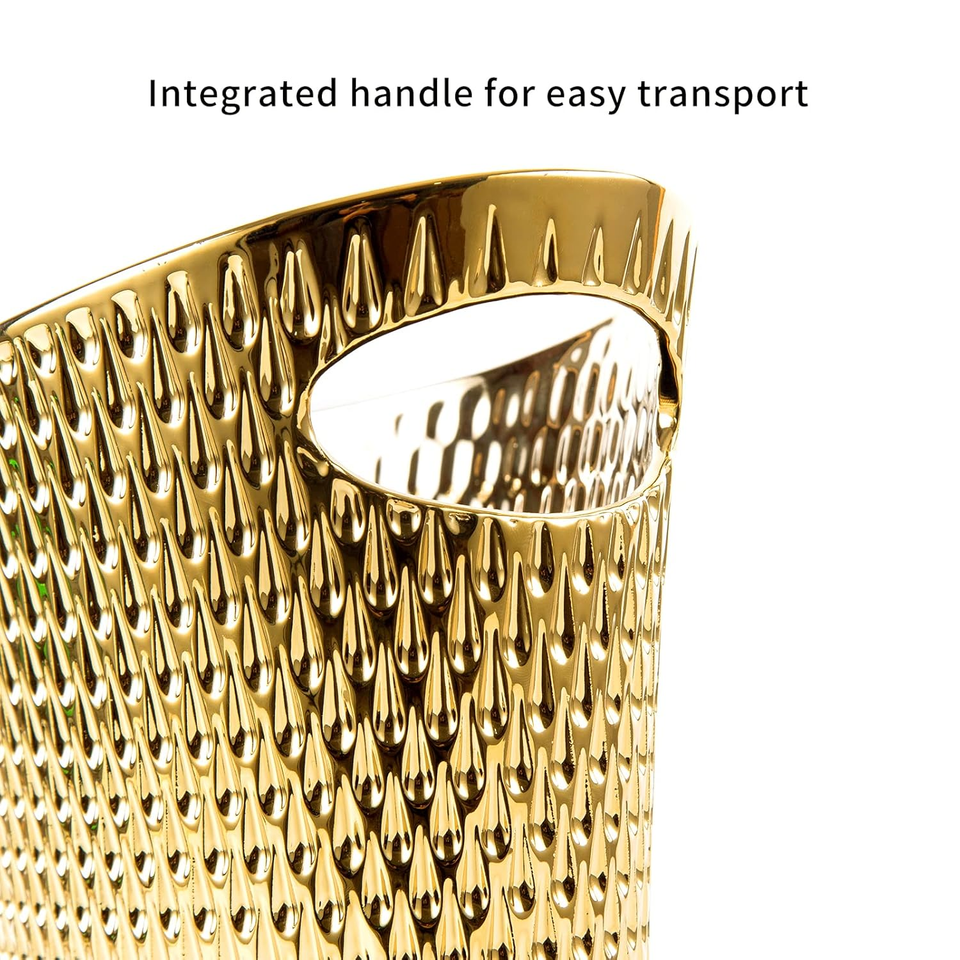 Mini Desktop Trash Can, 1.5L Capacity, Gold Color, Ceramic Material ...