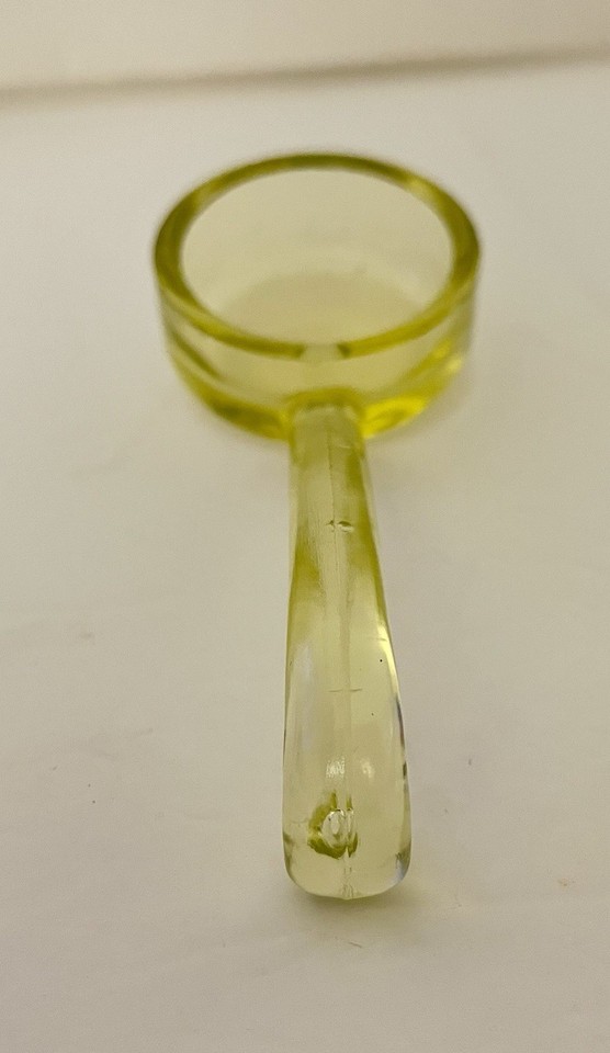 Vintage URANIUM VASELINE GLASS 2pc MAYONNAISE Bowl & SPOON Ladle Swirl ...