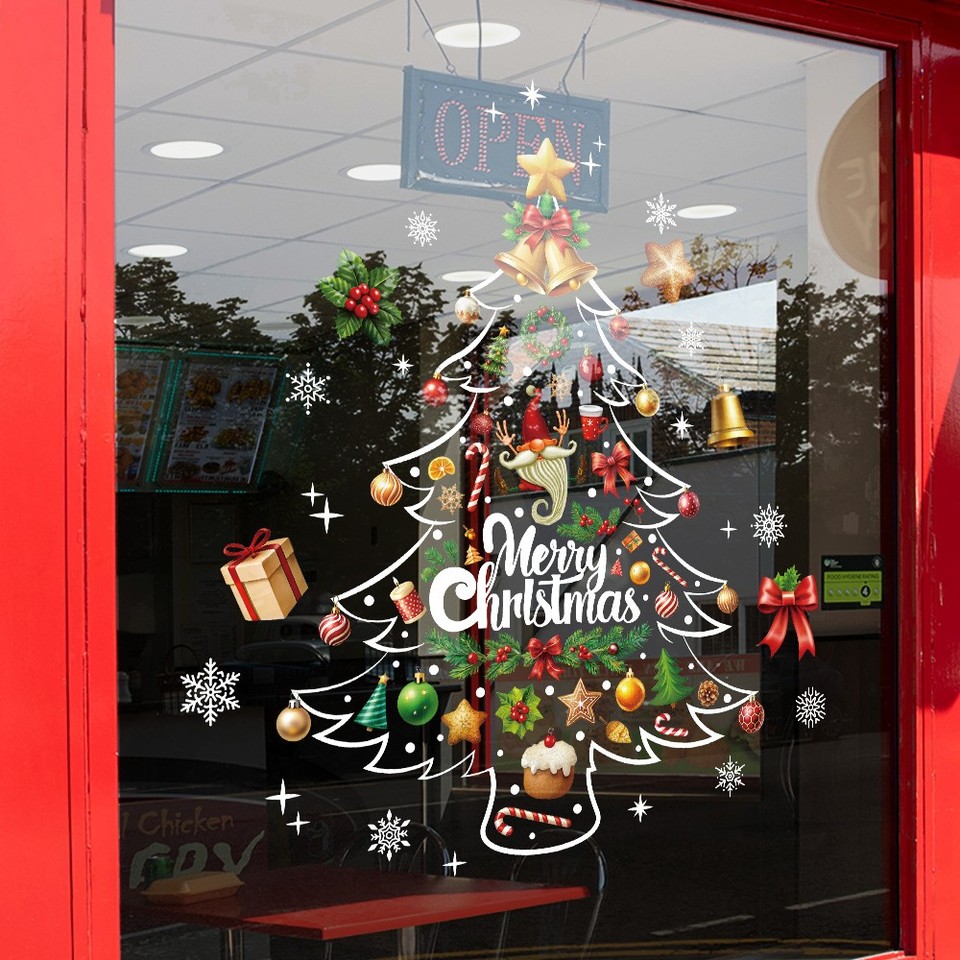 Christmas Decoration Glass Sticker Christmas Tree Door Sticker | eBay