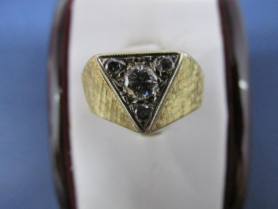 14k Solid Yellow Gold Diamond Men's Pinkey Ring Awesome Vintage Ring Sz ...