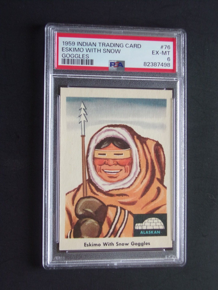 1959 Indian Trading Card, Eskimo with snow goggles, Card# 76, PSA-6 | eBay