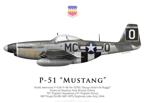 Print P-51D Mustang, Capt Jack Ilfrey, 79th FS, 20th FG, 1944 (by G ...