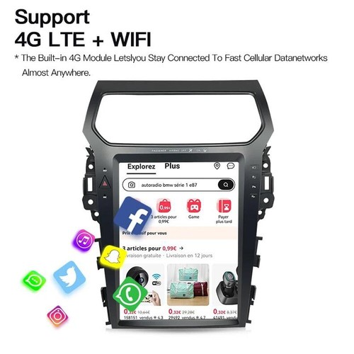 12.1" Tesla Style Car Radio Stereo For Ford Explorer 2011-2019 Android ...