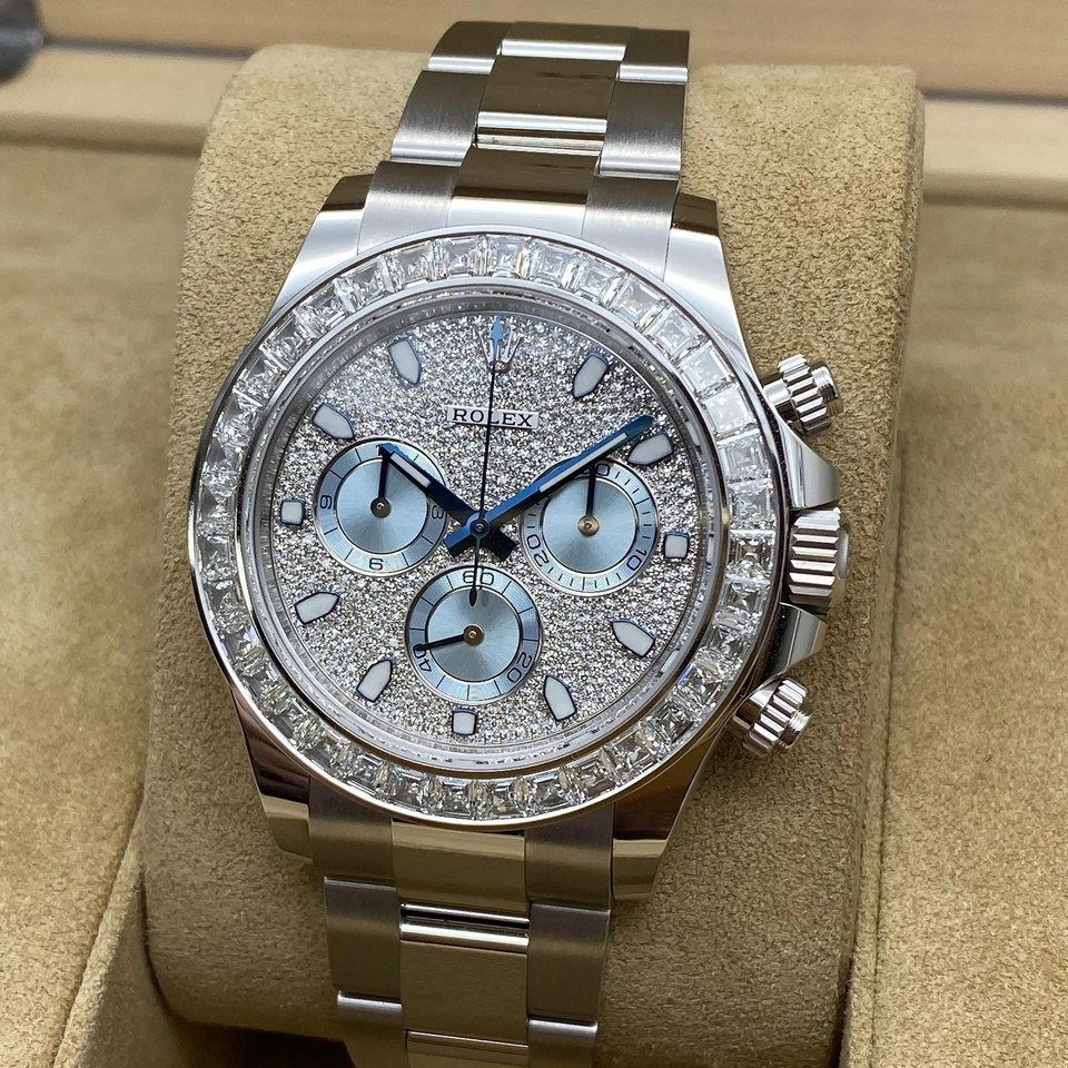 Rolex Daytona 40mm Platinum Diamond Pave Dial Automatic Watch 116576TBR ...
