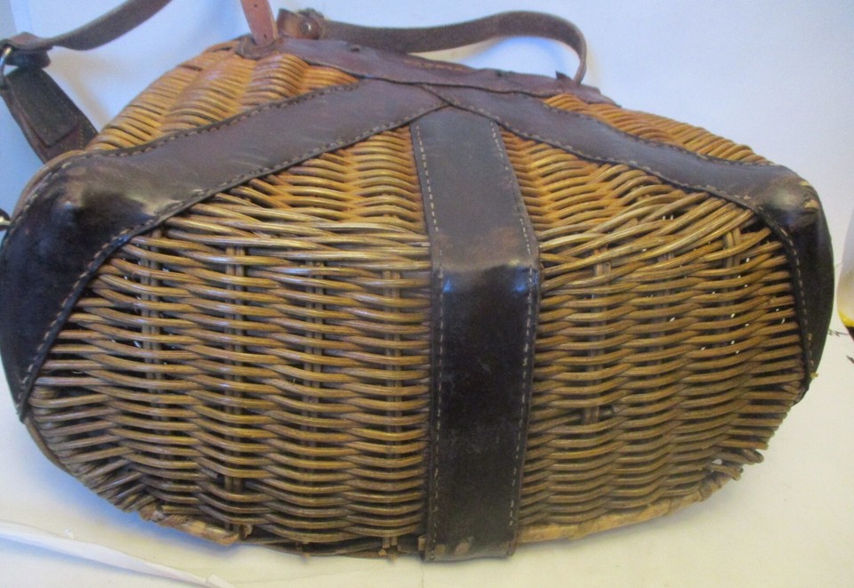 Vtg FISHING Woven CREEL LEATHER Handle DETAIL Fishing Knife | eBay