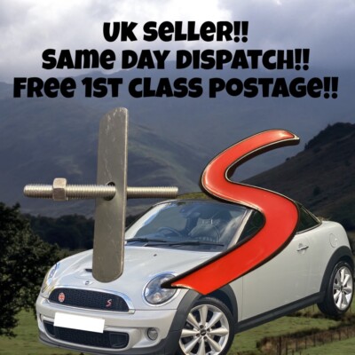 Mini Cooper S badges for front grill Red and Black metal R50 R53 R58 ...