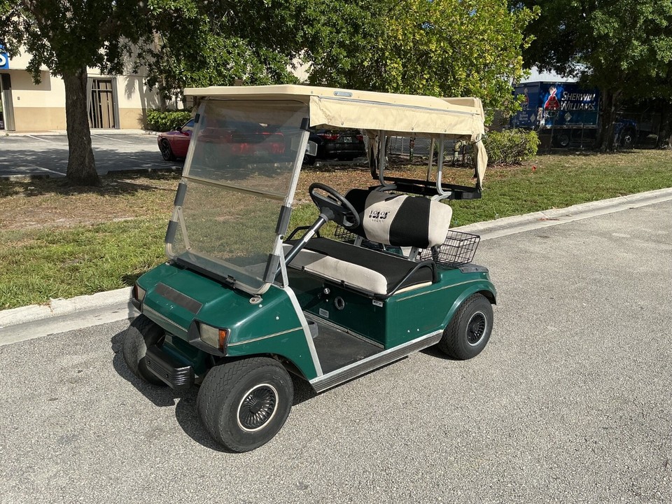 1999 green club car ds 2 passenger seat golf cart electric charger ...