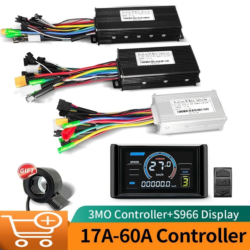 Ebike 24V 36V 48V 17A-30A 3 Mode Sine Wave Controller 6+S966 LCD ...