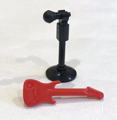 1x LEGO Microphone With Stand For Minifigure & Red Guitar - NEW | eBay