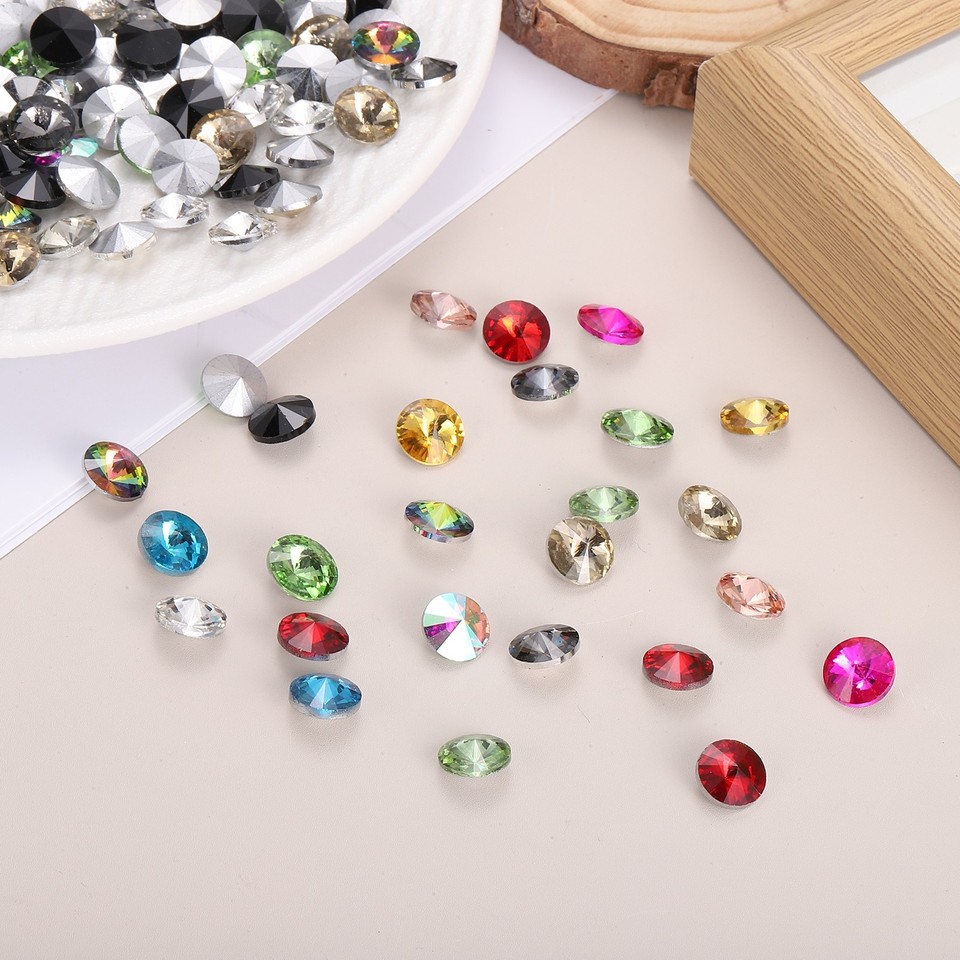 Pointed Back Rhinestones, 100 Pcs 10mm Round Glass Rhinestone (Porous ...