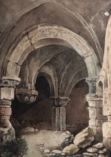 Old Watercolor, Roman Vaults, Signature to Identify, Drawing, Late 19th ...