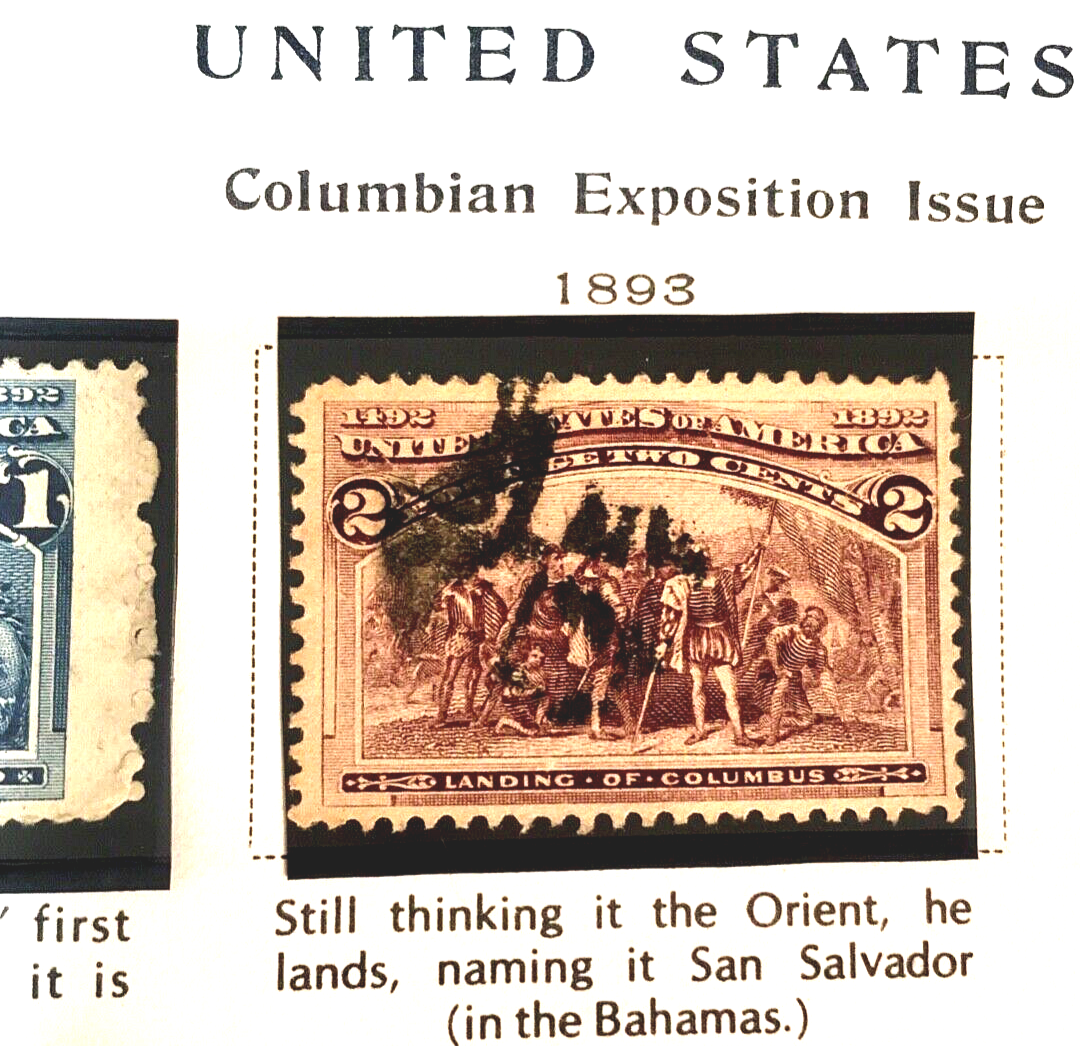 FIRST EDITION 1893 2 Cent Landing of Columbus Stamp Vintage US Postage ...