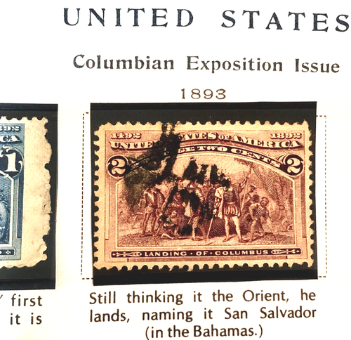 FIRST EDITION 1893 2 Cent Landing of Columbus Stamp Vintage US Postage ...