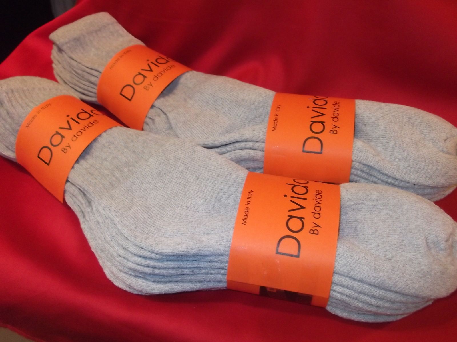 Davido Mens socks crew made in Italy 100% cotton 6 pairs color gray ...