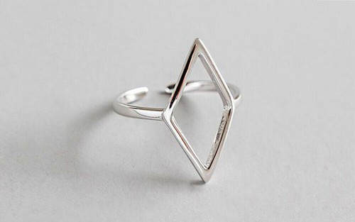 Solid 925 Sterling Silver Rhombus Shape Unique Designer Handmade Ring ...