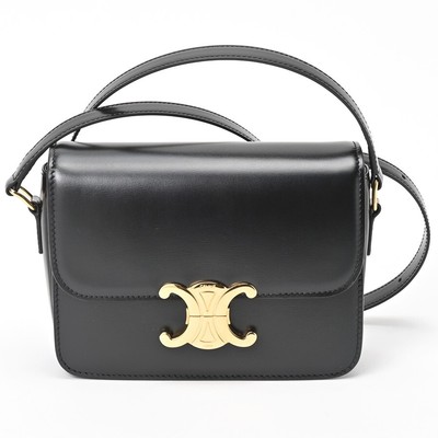 CELINE Teen Triumph Bag 188423BF4.38NO Shiny Calfskin Black #001 | eBay