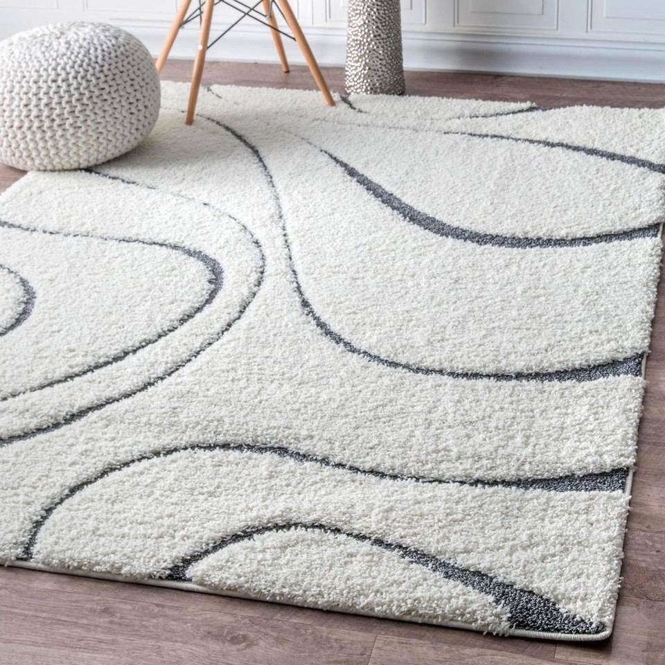 nuLOOM Oval Rug 5' x 8' Contemporary Carolyn Curves Shag White | eBay