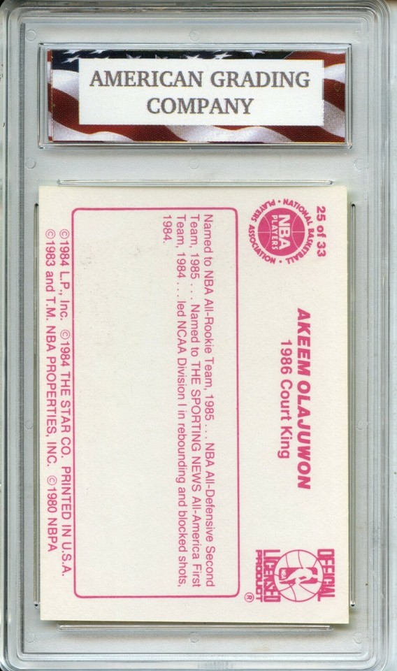 1986 Star Court Kings #25 Hakeem Olajuwon Rookie Card AGC 8 Houston ...