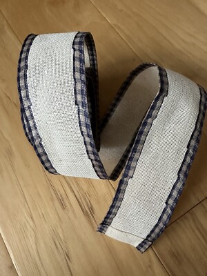 Vintage Primitive Ribbon Blue Check Plaid | eBay