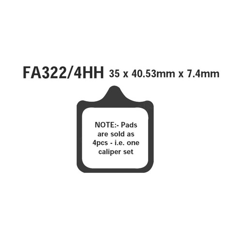2 COPPIE PASTIGLIE FRENO EBC HH FA322/4HH FOR BENELLI TORNADO TRE RS ...