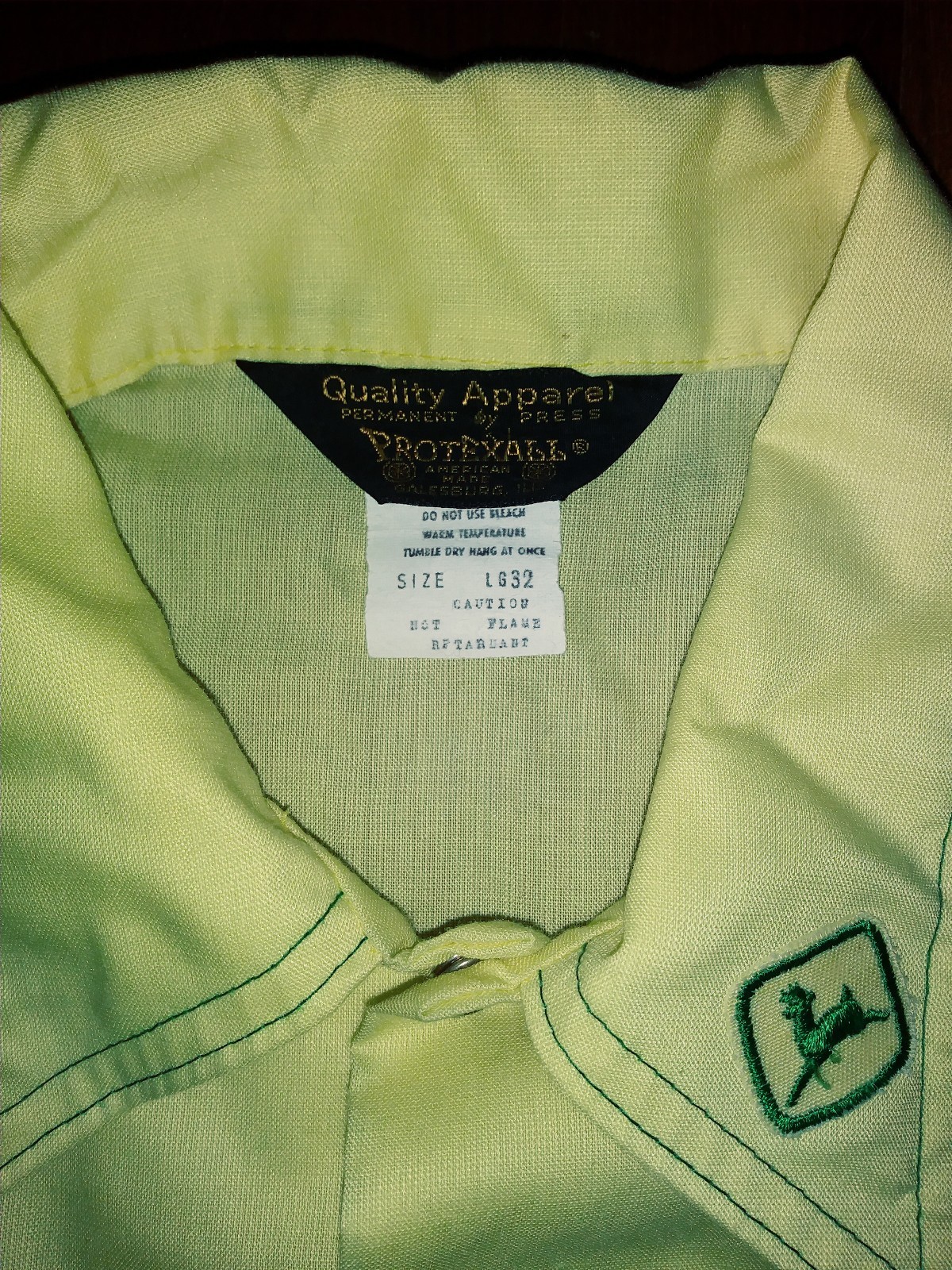 Vintage JOHN DEERE Men's Tractor Work UNIFORM Yellow … - Gem