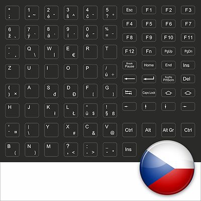 CESKA CZECH KEYBOARDSTICK STICK TASTATURAUFKLEBER TSCHECHISCH BLACK | eBay