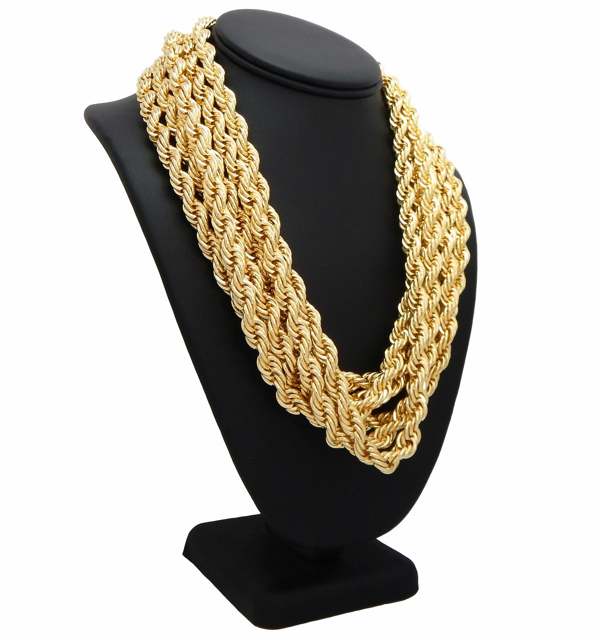 6 Piece 9mm Rope Chain Necklace 20" 22" 24" 26" 30" Gold Finish ...
