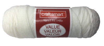 CraftSmart Yarn Value White 364 Yards 100% Acrylic Machine Wash And Dry ...