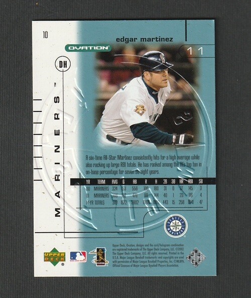 2002 Upper Deck Ovation Edgar Martinez #10 Seattle Mariners | eBay