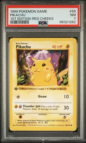 1999 POKEMON BASE SET 1ST EDITION RED CHEEKS #58 PIKACHU PSA 7 | eBay