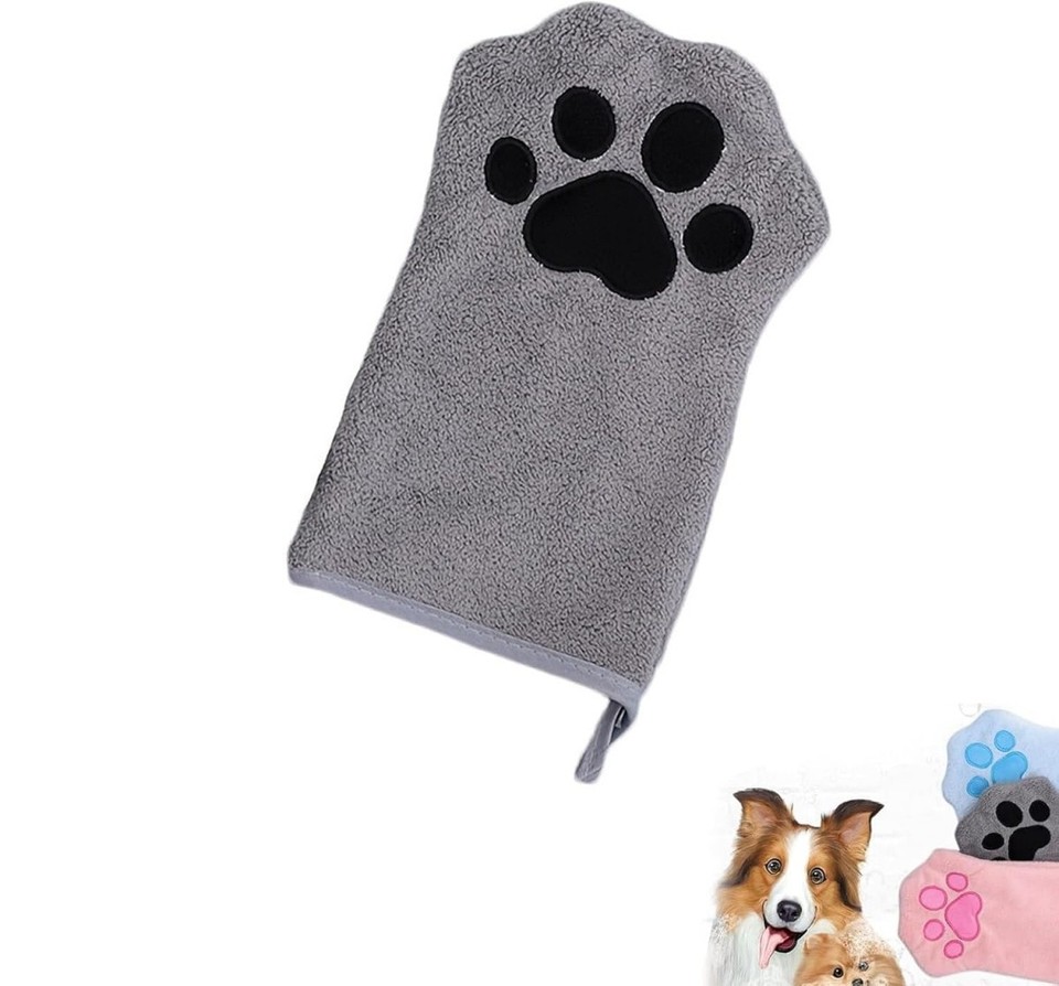 Paw Bathing Towel,Absorbent Microfiber Dog Cat Towel with Paw Print ...