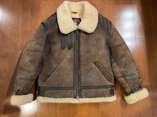 WIND ARMOR B-3 Shearling Leather Bomber Jacket Sheepskin Size M | eBay