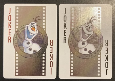 Bicycle Disney 100 Anniversary Olaf Playing Card Lot (2). Silver Foil ...
