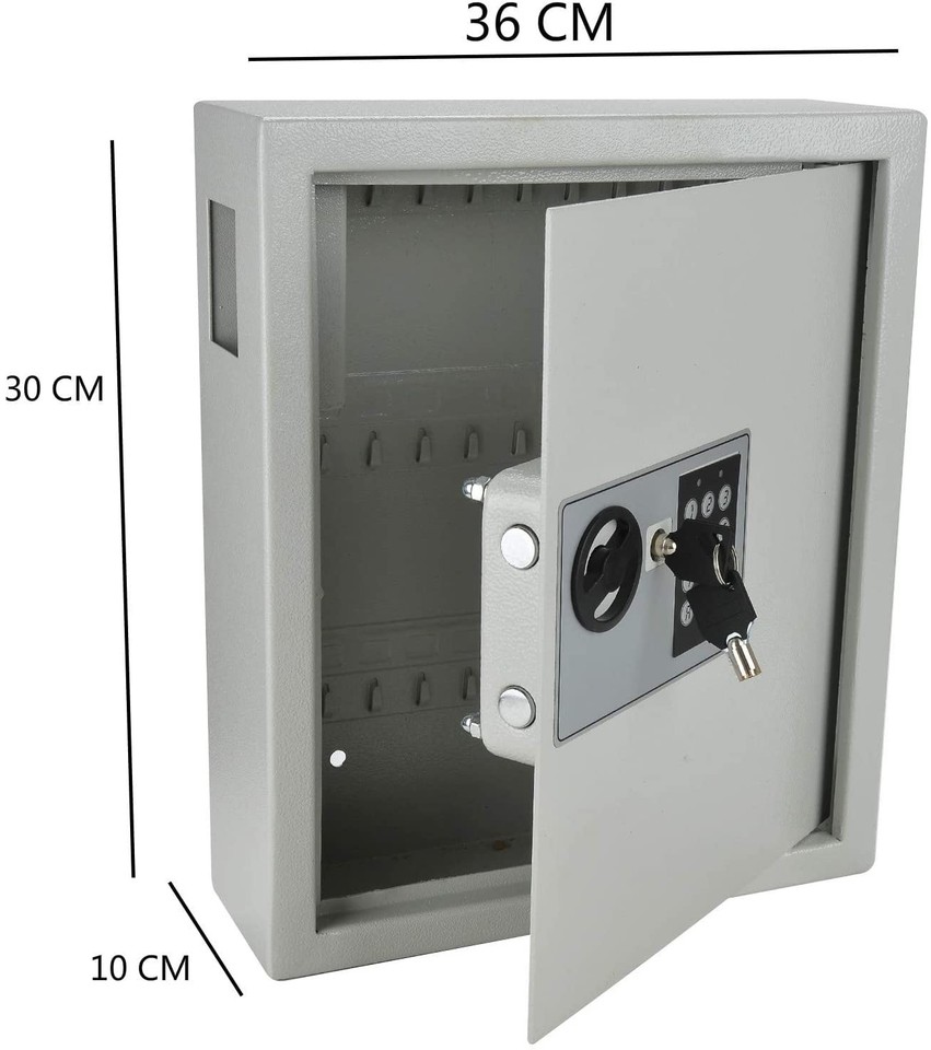Key Safe Electronic 48 Key Hooks Wall Mounted Key Combination Lock ...
