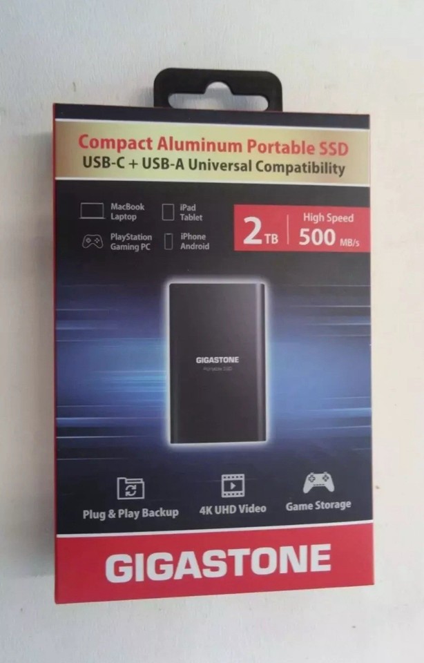 New Gigastone Portable Compact Aluminum Portable SSD 2TB External SSD ...