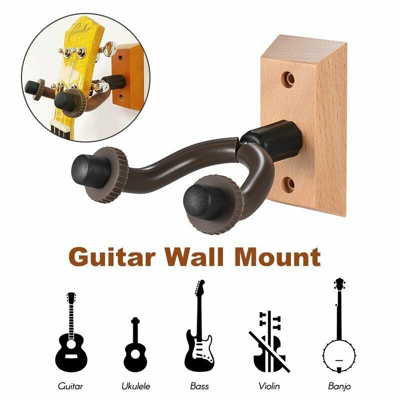 Guitar Hanger Wall Mount Stand Hook Holder Bracket Bass Keeper Wooden ...