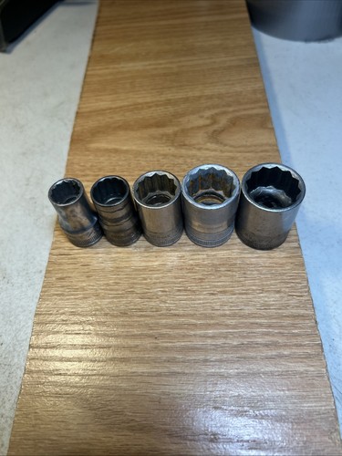 SNAP ON TOOLS - Lot Of 5 Shallow Vintage Sockets , 1/2" Drive,12 Point ...