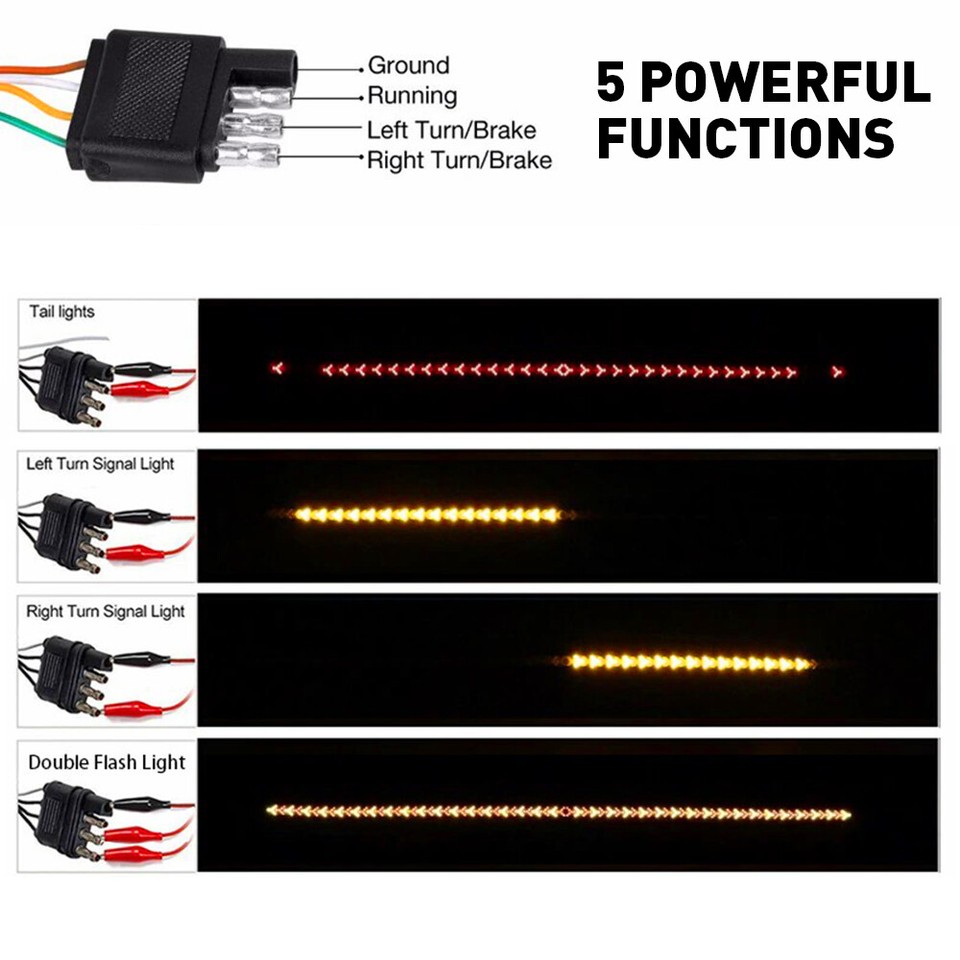 48" LED Strip Tailgate Light Bar Driving Brake Signal For Chevy Ford ...