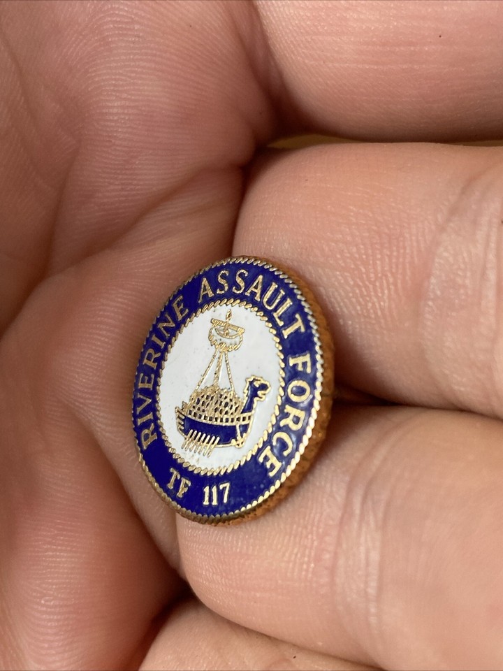 Vtg US Navy Riverine Assault Force TF 117 Enameled Viking Ship Pin ...