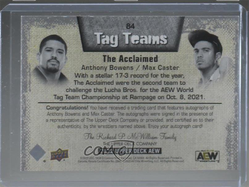2022 AEW All Elite Wrestling Tag Teams Anthony Bowens Max Caster #84 ...