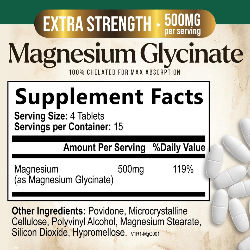 Nature's Magnesium Glycinate 500 mg - High Absorption Magnesium | eBay